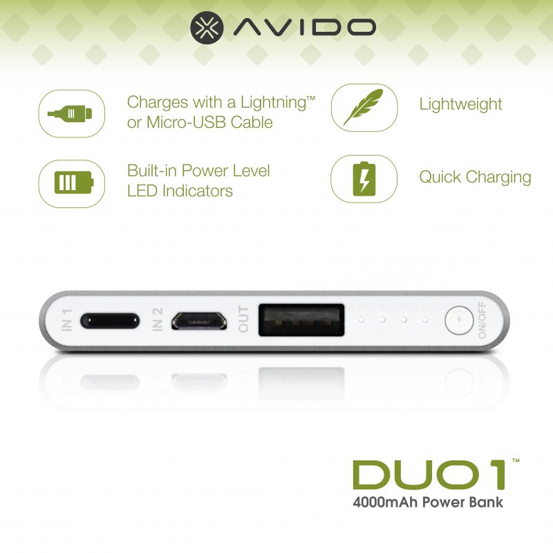 DUO 1 4000mAh Dual Input [Micro-USB & Lightning] Power Bank - Avido